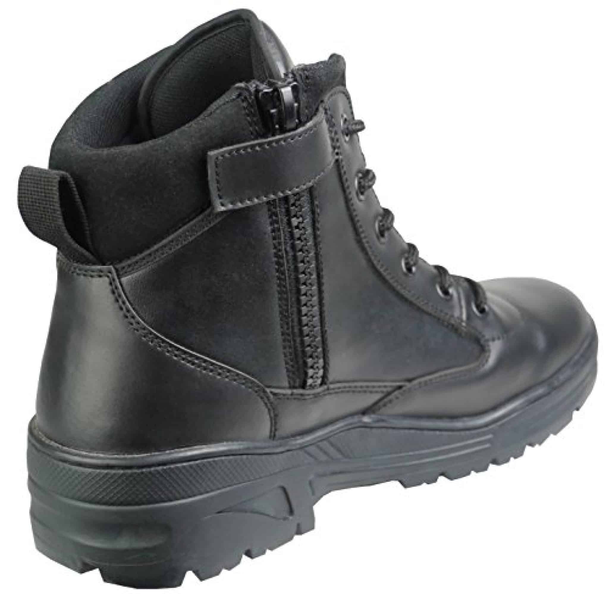 Savage Island Black Full Leather Combat Boots Mid Height with Side Zip ...